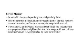 Sensory short and long term Memory and related disorders | PPT