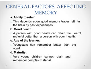 memory and learning psychology & associations | PDF