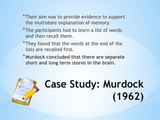 MEMORY including memory models and research | PPTX