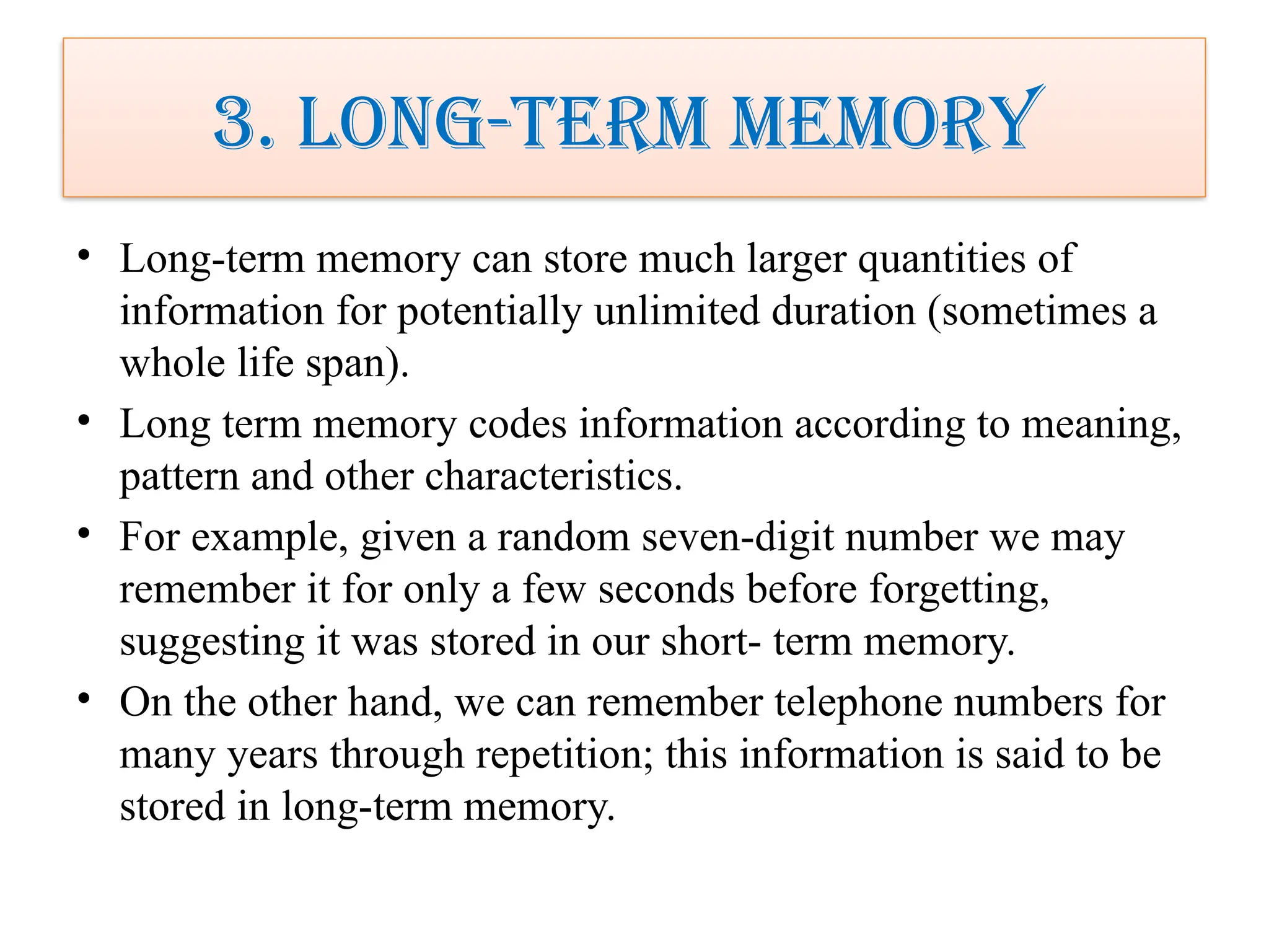 I INCLUDED THIS TOPIC INTRODUCTION MEMORY, DEFINITION OF MEMORY, TYPES ...