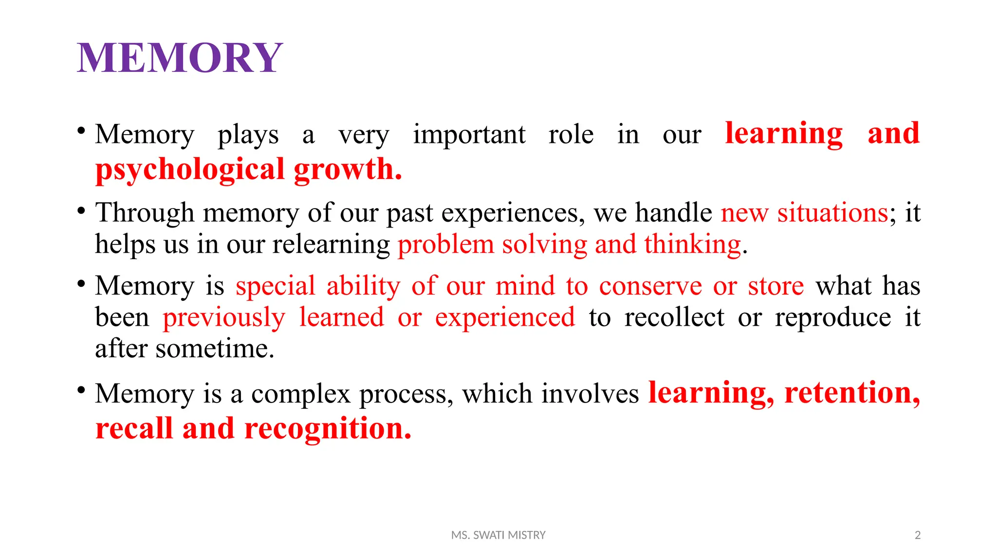 UNIT-6 COGNITIVE PROCESS TOPIC - Memory.pptx