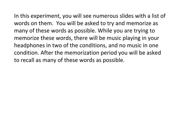Memory Experiment | PPT | Science