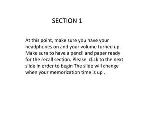 Memory Experiment | PPT