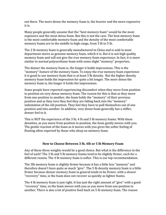 Memory Foam Guide | PDF