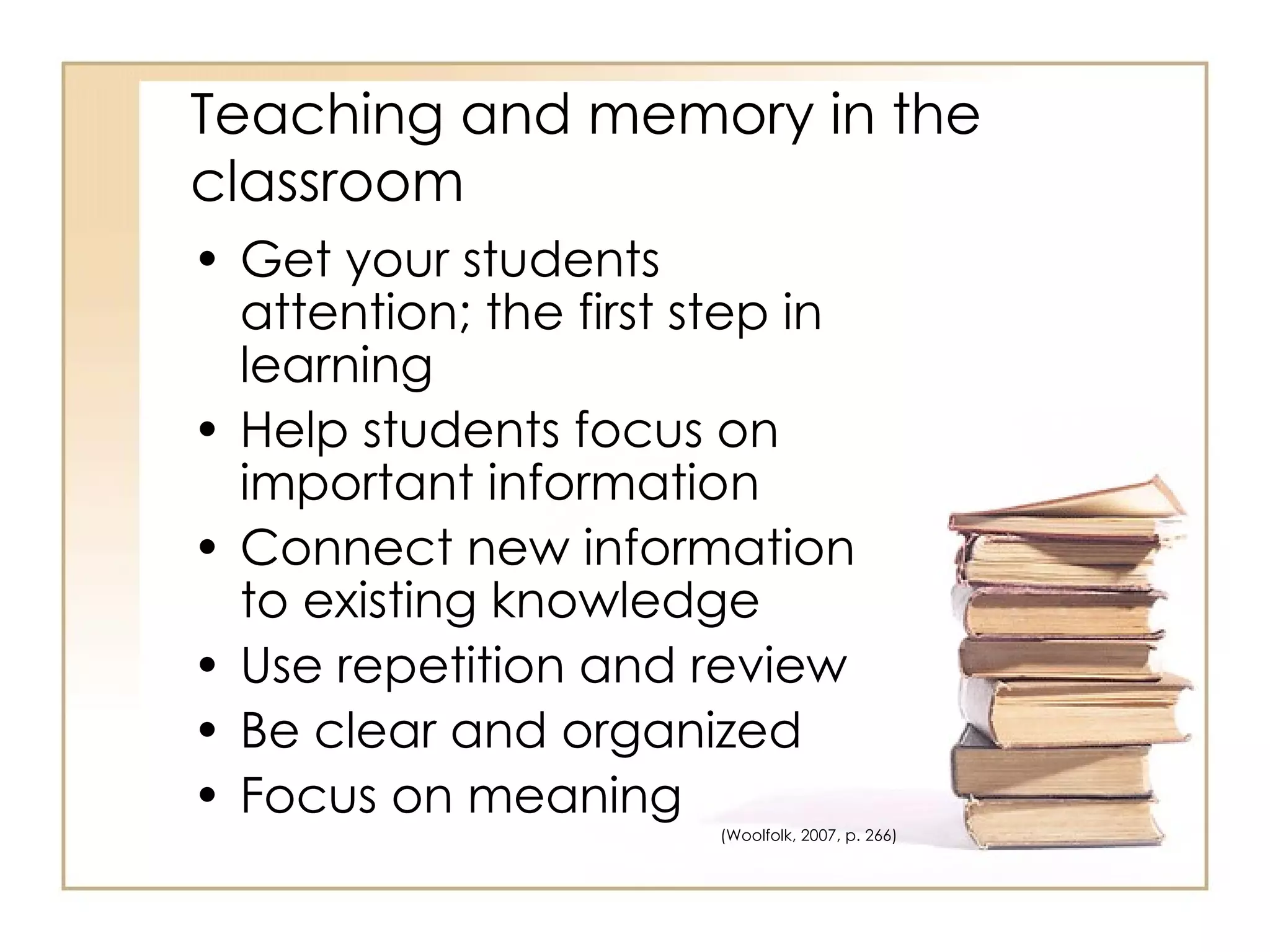 Teaching and Memory in the Classroom | PPT