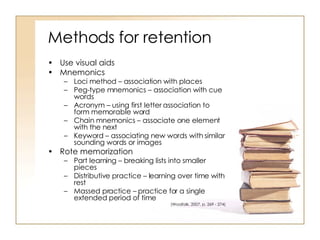 Teaching and Memory in the Classroom | PPT