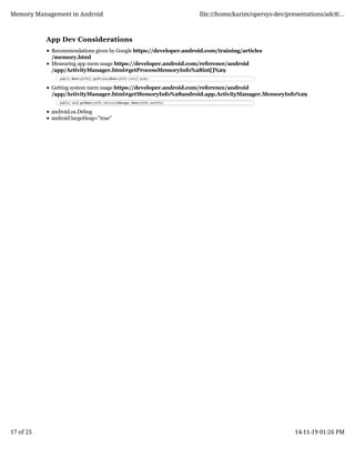Memory Management in Android | PDF