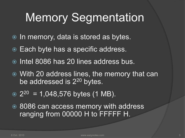 Memory Segmentation Of 8086 Ppt 