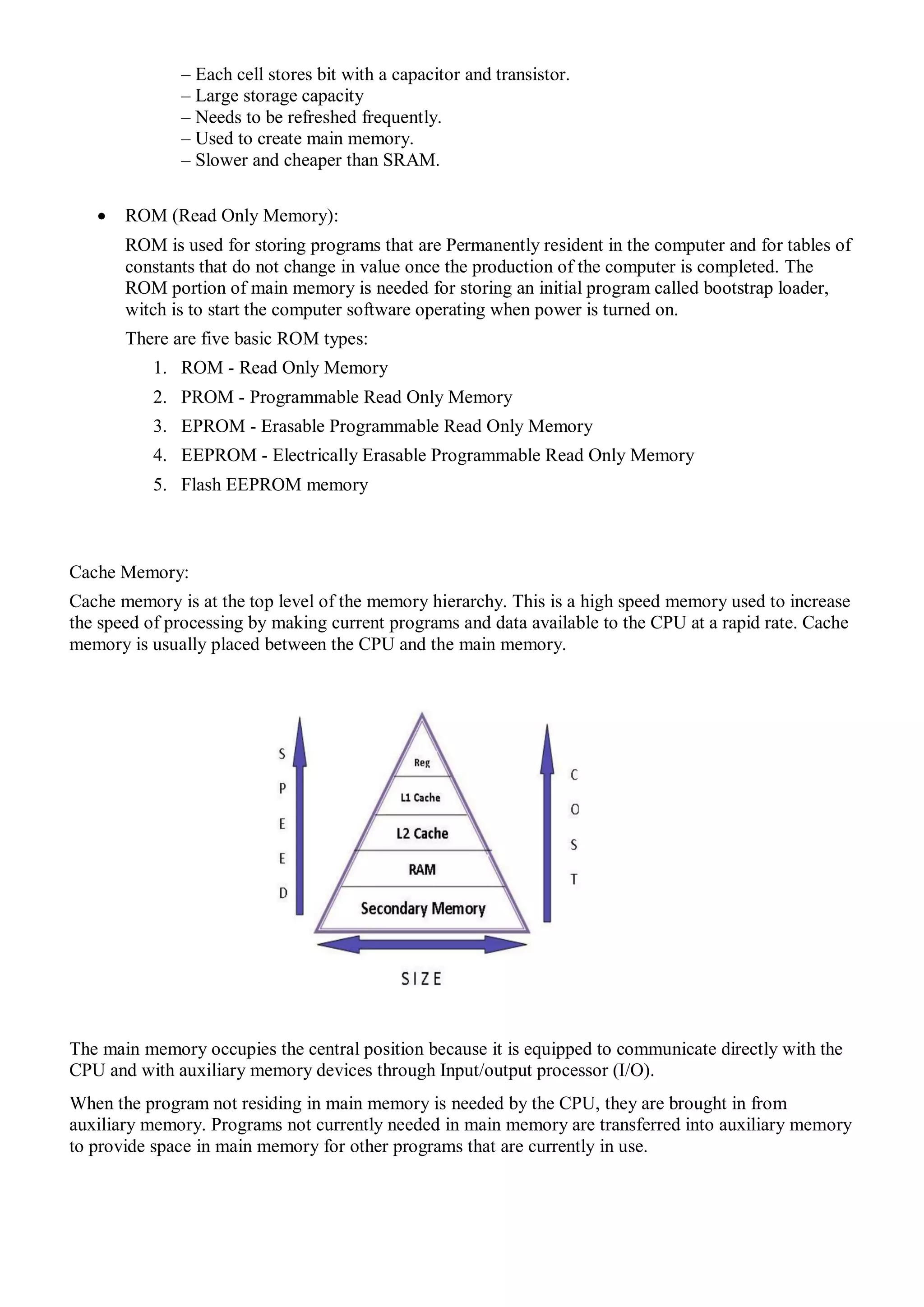 Memory Organization of a Computer System | PDF
