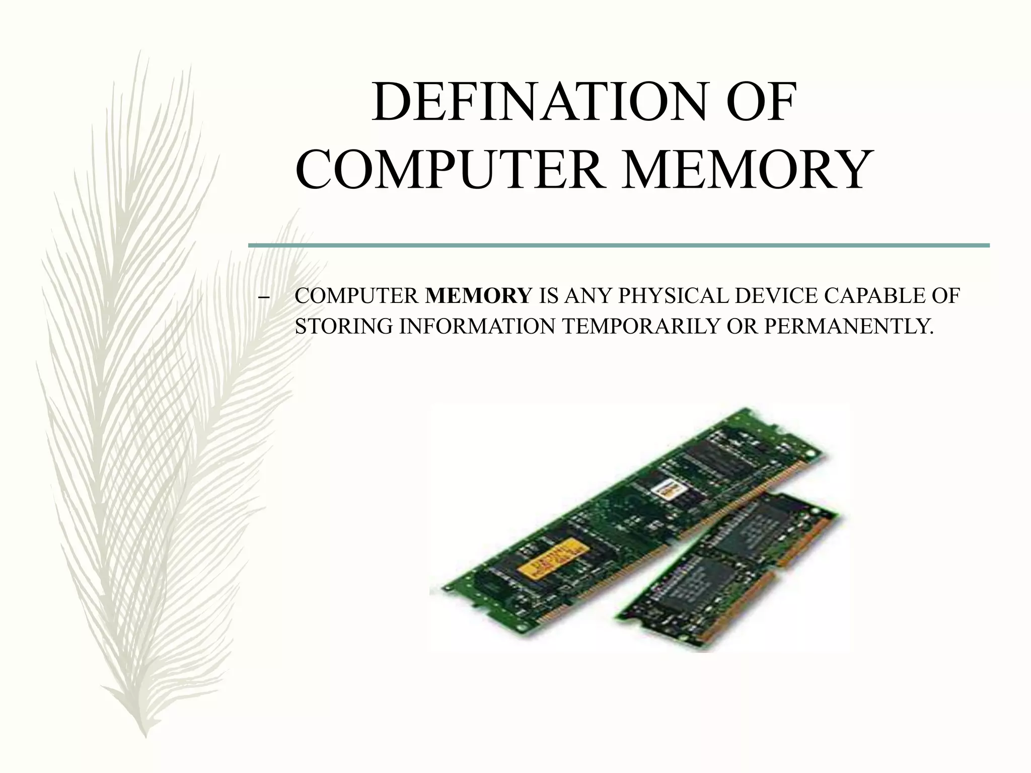 Power point presentation on memory of computer | PPTX