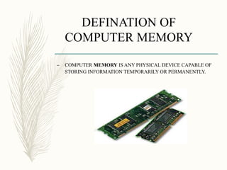 Power point presentation on memory of computer | PPTX