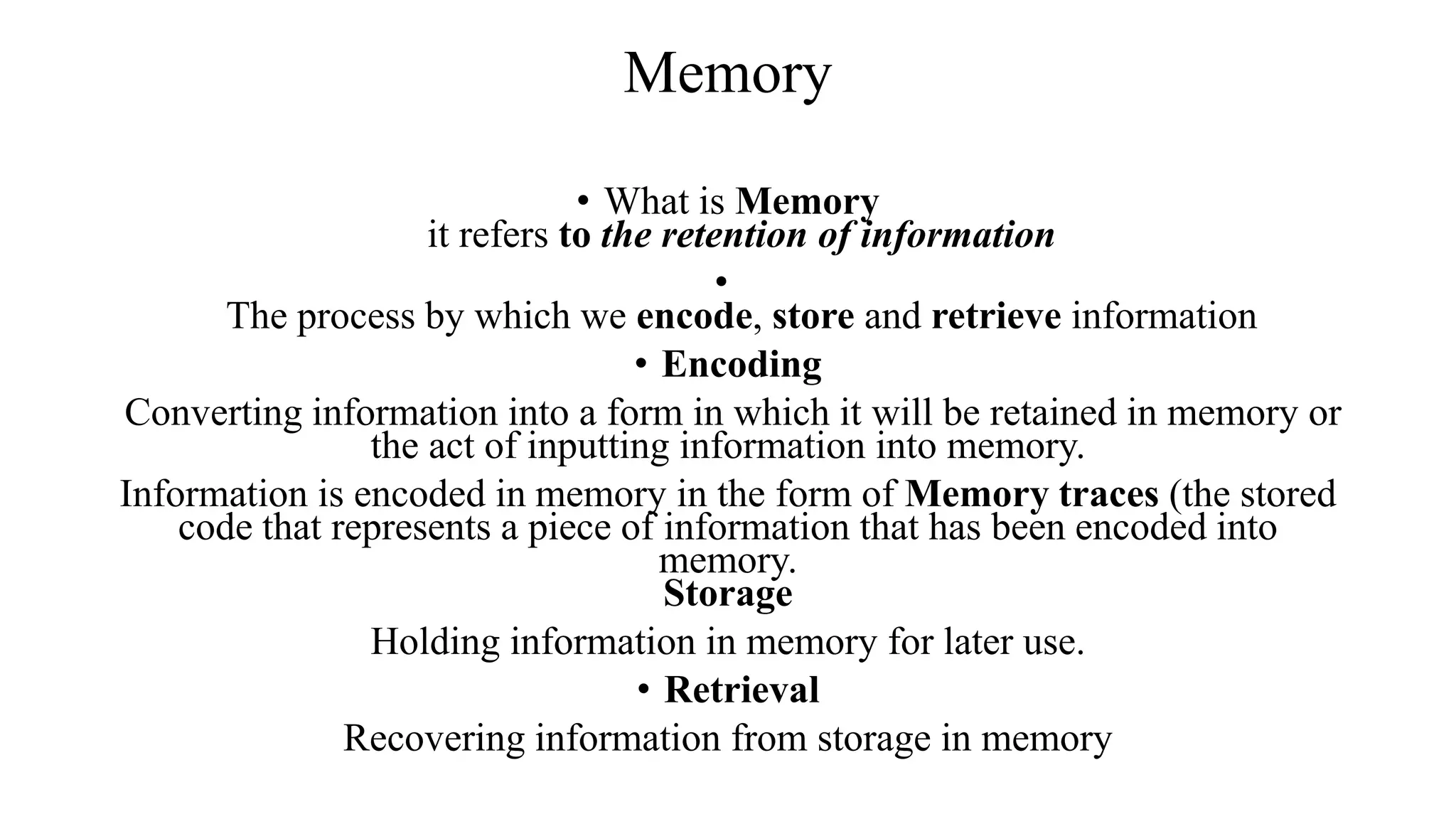 Memory (psychology) | PPT