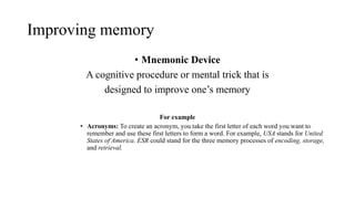 Memory (psychology) | PPT