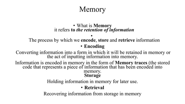 Memory (psychology) | PPT