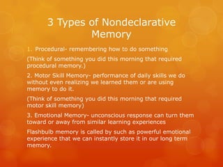 Memory, Retention and Learning | PPTX