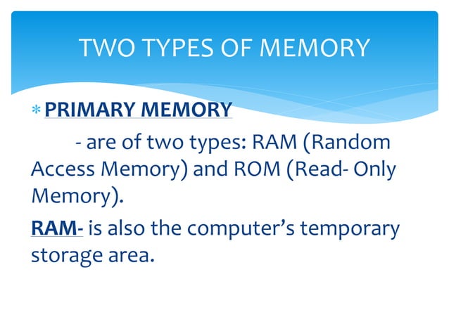 Memory Grade 4 | PPTX | Data Storage and Warehousing | Computing