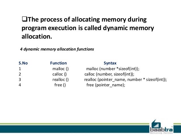 Memory allocation in c