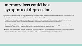This is a short presentation on how depression affects memory. | PDF