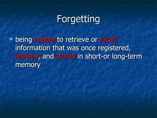 Memory and forgetting | PPT