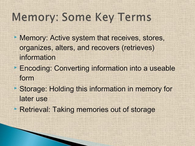 Memory and forgetting | PPT | Data Storage and Warehousing | Computing