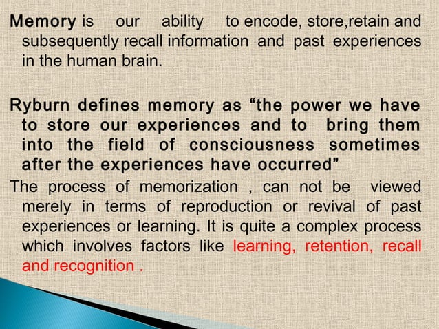 Memory and forgetting | PPT | Data Storage and Warehousing | Computing
