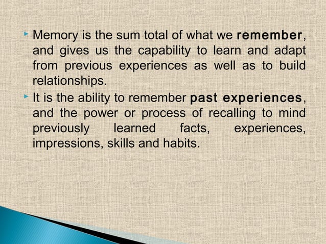 Memory and forgetting | PPT | Data Storage and Warehousing | Computing