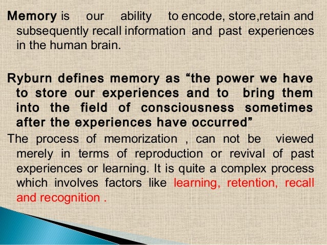 Memory and forgetting