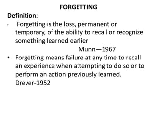 Memory and forgetting | PPTX