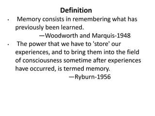Memory and forgetting | PPTX