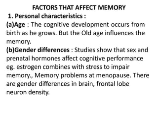 Memory and forgetting | PPTX