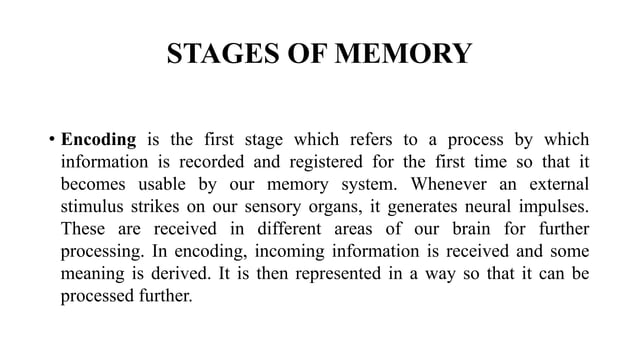 MEMORY, PROCESS AND FORGETTING IN PSYCHOLOGY | PPT