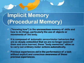 Memory and forgetting in Educational Psychology | PPTX