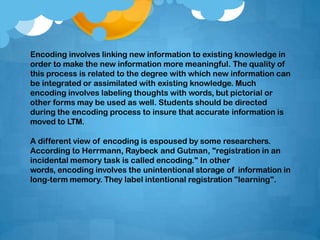 Memory and forgetting in Educational Psychology | PPTX