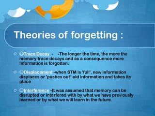 Memory and forgetting in Educational Psychology | PPTX