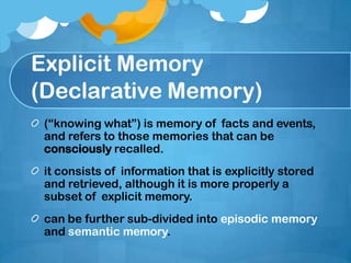 Memory and forgetting in Educational Psychology | PPTX
