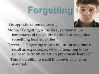Memory and its types and Causes of Forgetting - PPT | PPTX