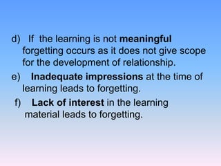 Memory and its types and Causes of Forgetting - PPT | PPTX