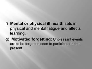 Memory and its types and Causes of Forgetting - PPT | PPTX