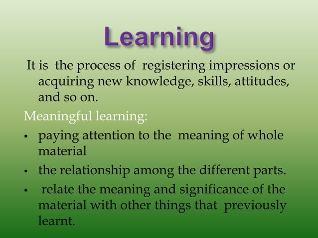 Memory and its types and Causes of Forgetting - PPT | PPT