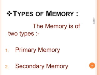 Memory and its types | PPTX