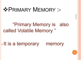 Memory and its types | PPTX