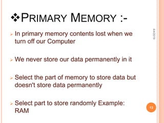 Memory and its types | PPTX