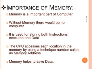 Memory and its types | PPTX