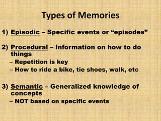 Memory and Models of Memory | PPTX