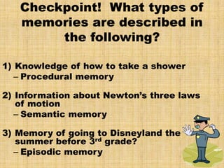 Memory and Models of Memory | PPTX