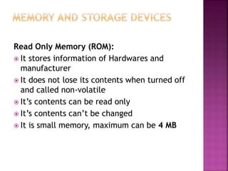 Memory and storage devices | PPTX