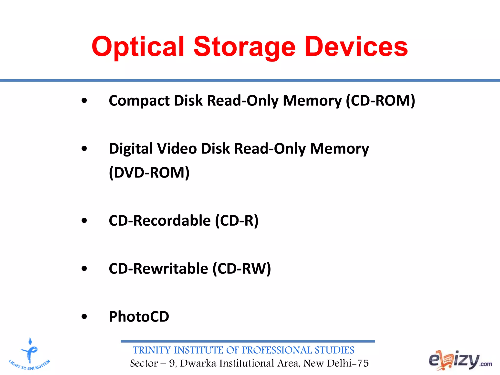 Computer Memory and Storage Devices | PPT