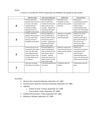 Memory Box Rubric | DOC