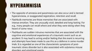 Memorydisorder psycology | PPTX