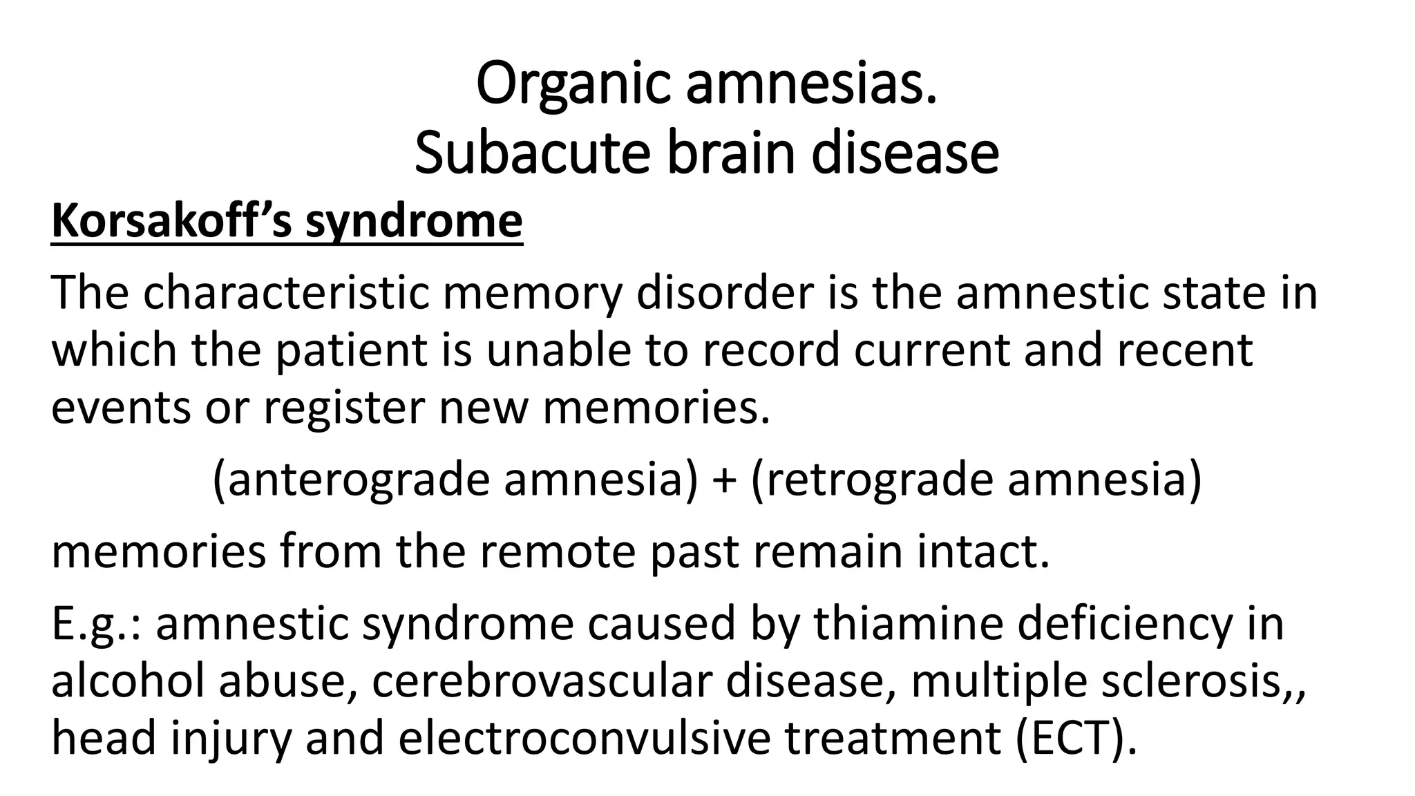Memory Disorders | PPTX